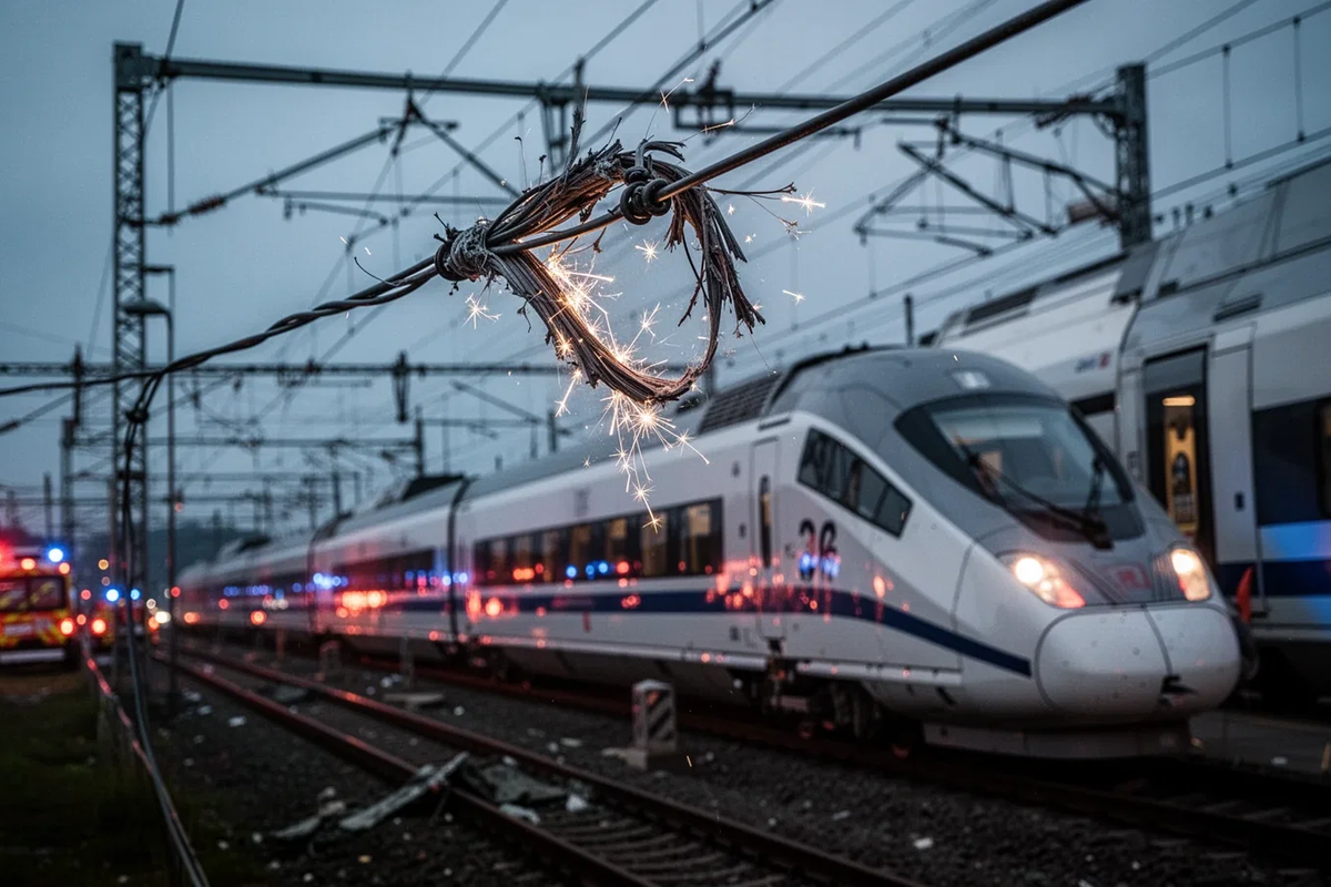 ICE-Stopp nach Oberleitungsbruch legt Bahnverkehr lahm